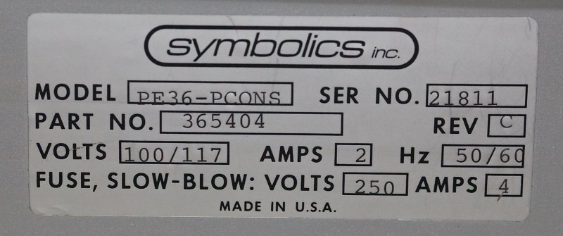 Console Serial Number - Symbolics Images